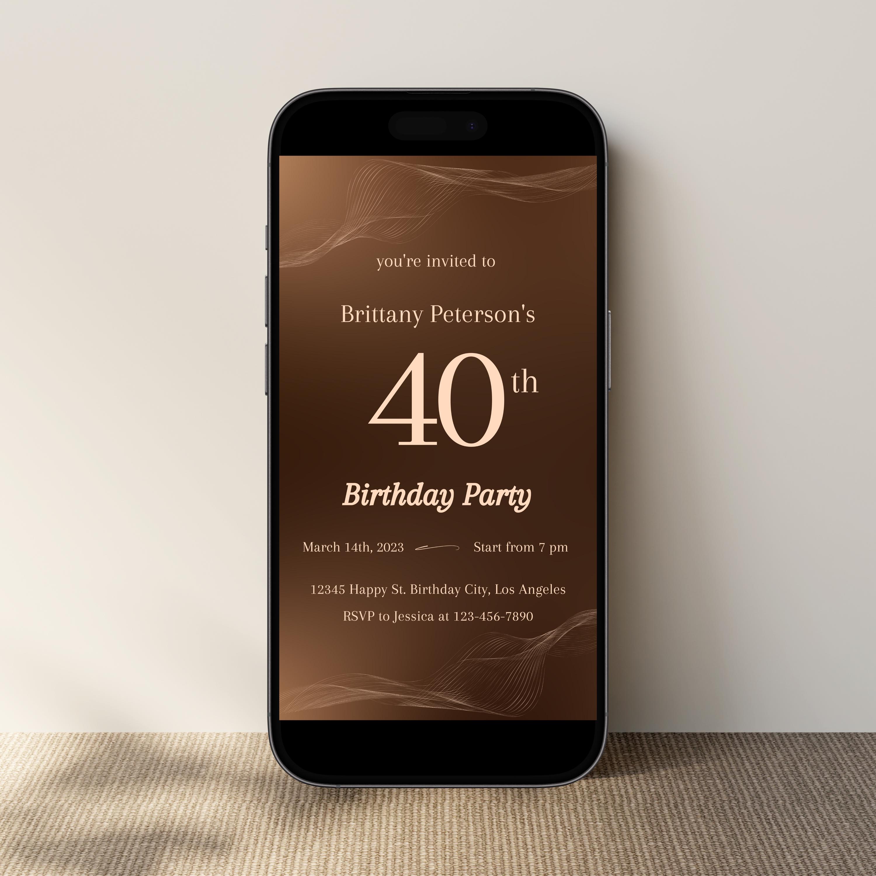 Editable Shades of Brown Birthday Invitation, Printable All Brown ...