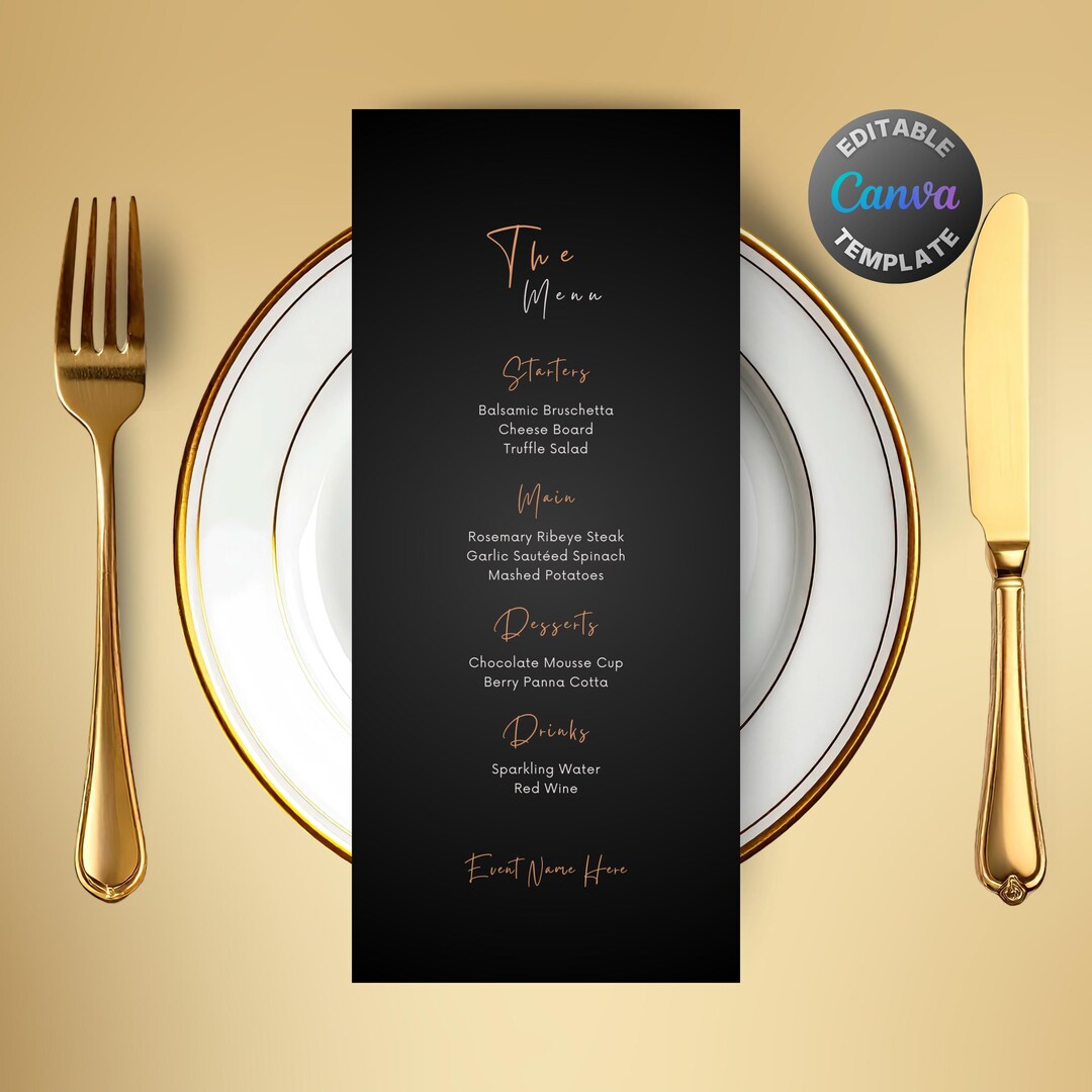 Editable Black and Orange Menu, Printable Orange Black Dinner Menu ...