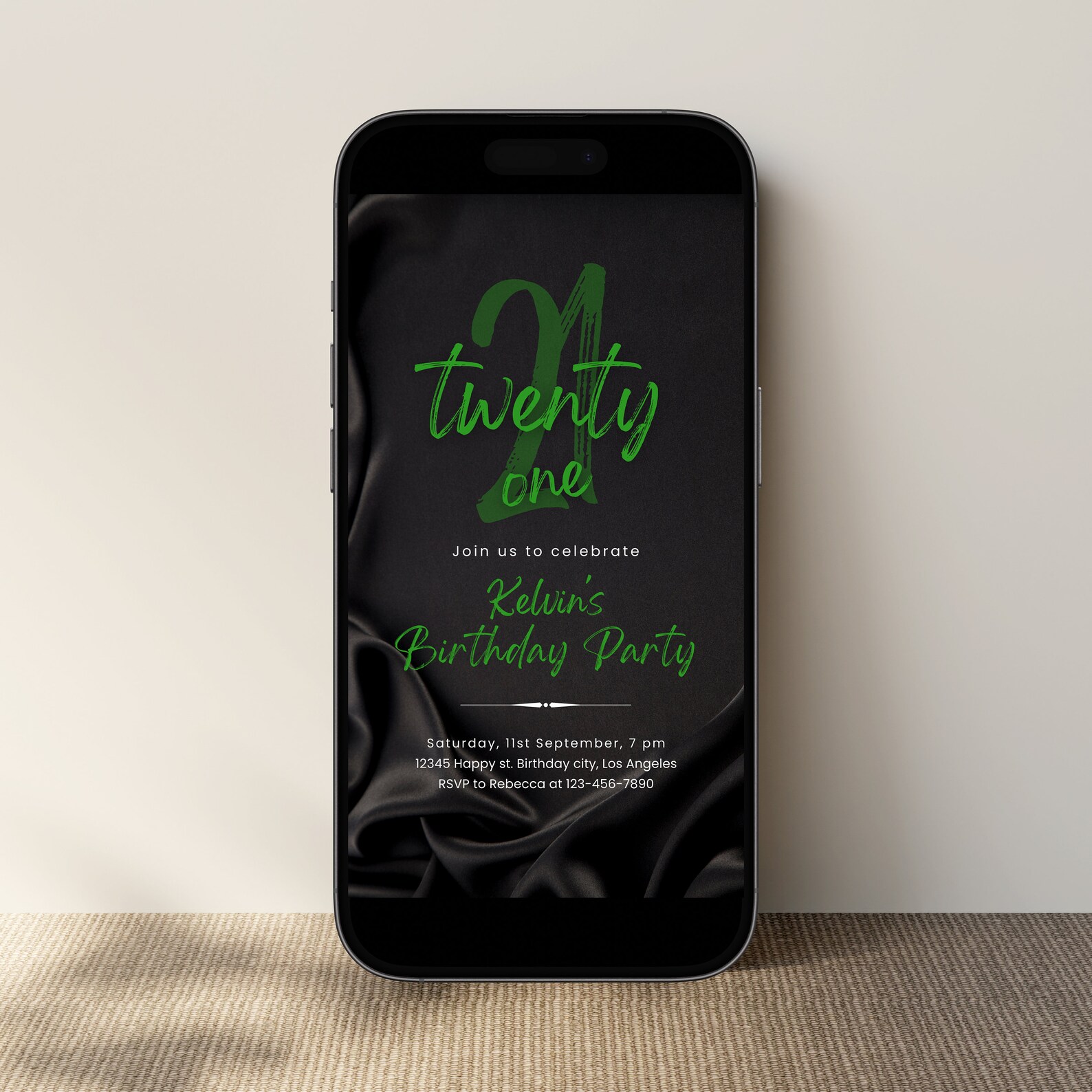 Editable Black and Green Birthday Invitation, Printable Green and Black ...