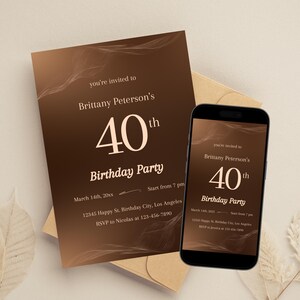 Editable Shades of Brown Birthday Invitation, Printable All Brown ...