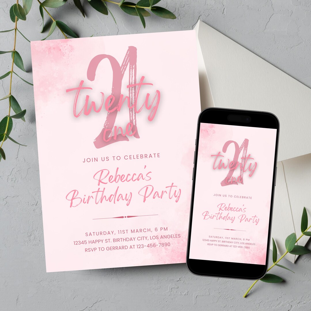 Editable Pink Birthday Invitation for Women, Printable All Pink ...