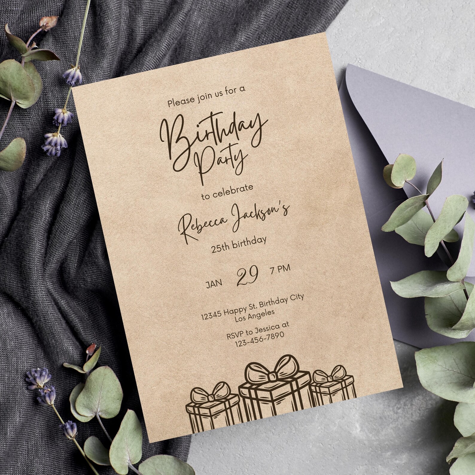 Editable Shades of Beige Birthday Invitation, Printable All Beige ...