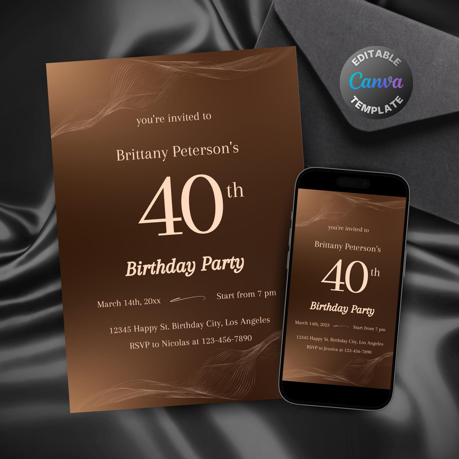 Editable Shades of Brown Birthday Invitation, Printable All Brown ...