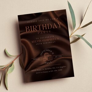 Editable Brown Birthday Invitation, Printable Chocolate Brown Birthday ...