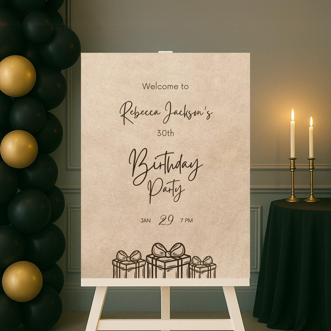 Editable Shades of Beige Birthday Welcome Sign, Printable All Beige ...