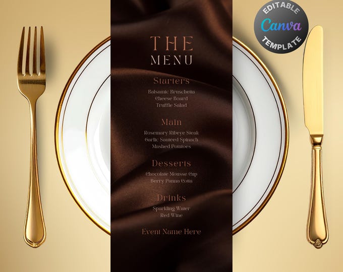 Editable Chocolate Brown Menu, Printable Shades of Brown Dinner Menu ...