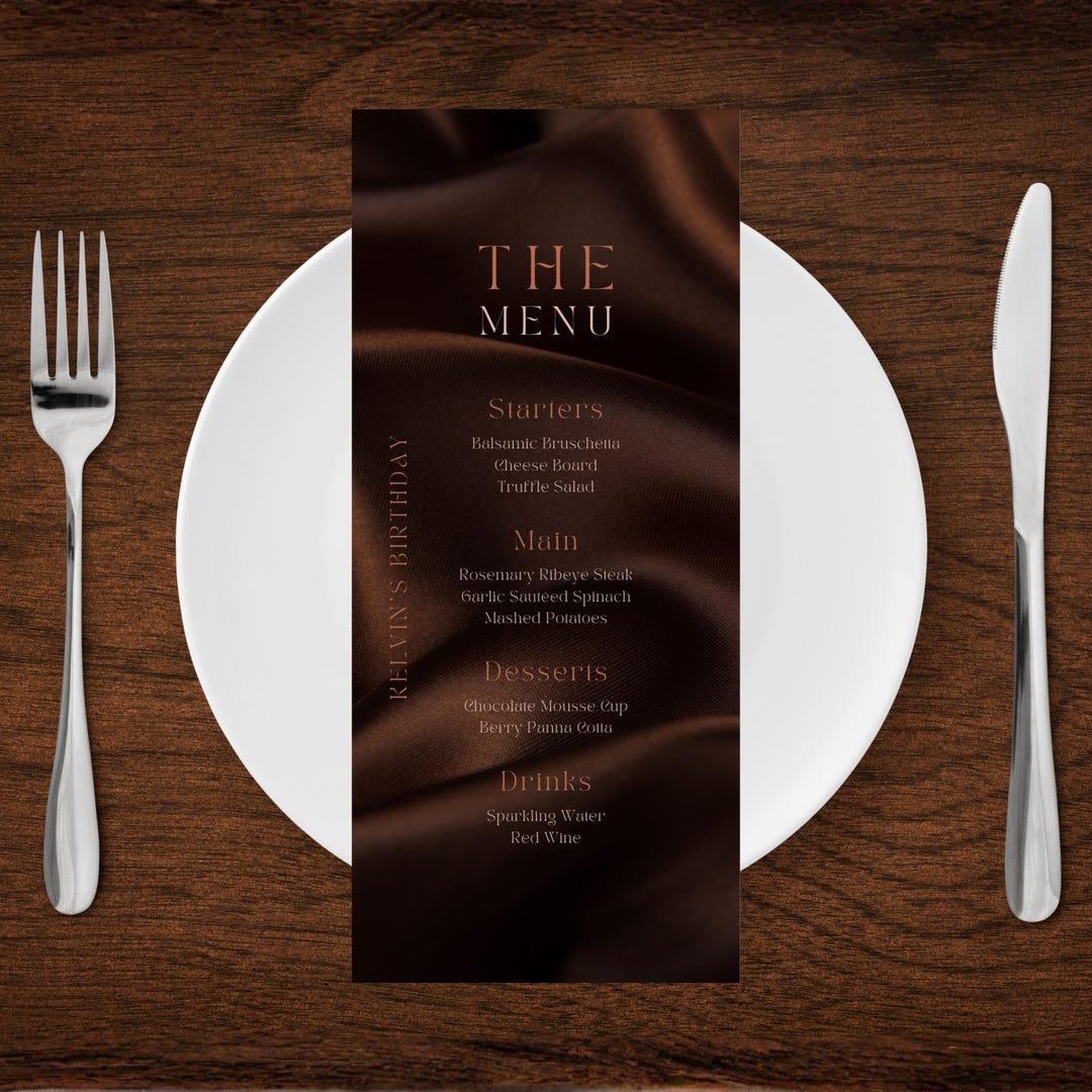 Editable Chocolate Brown Menu, Printable Shades of Brown Dinner Menu ...