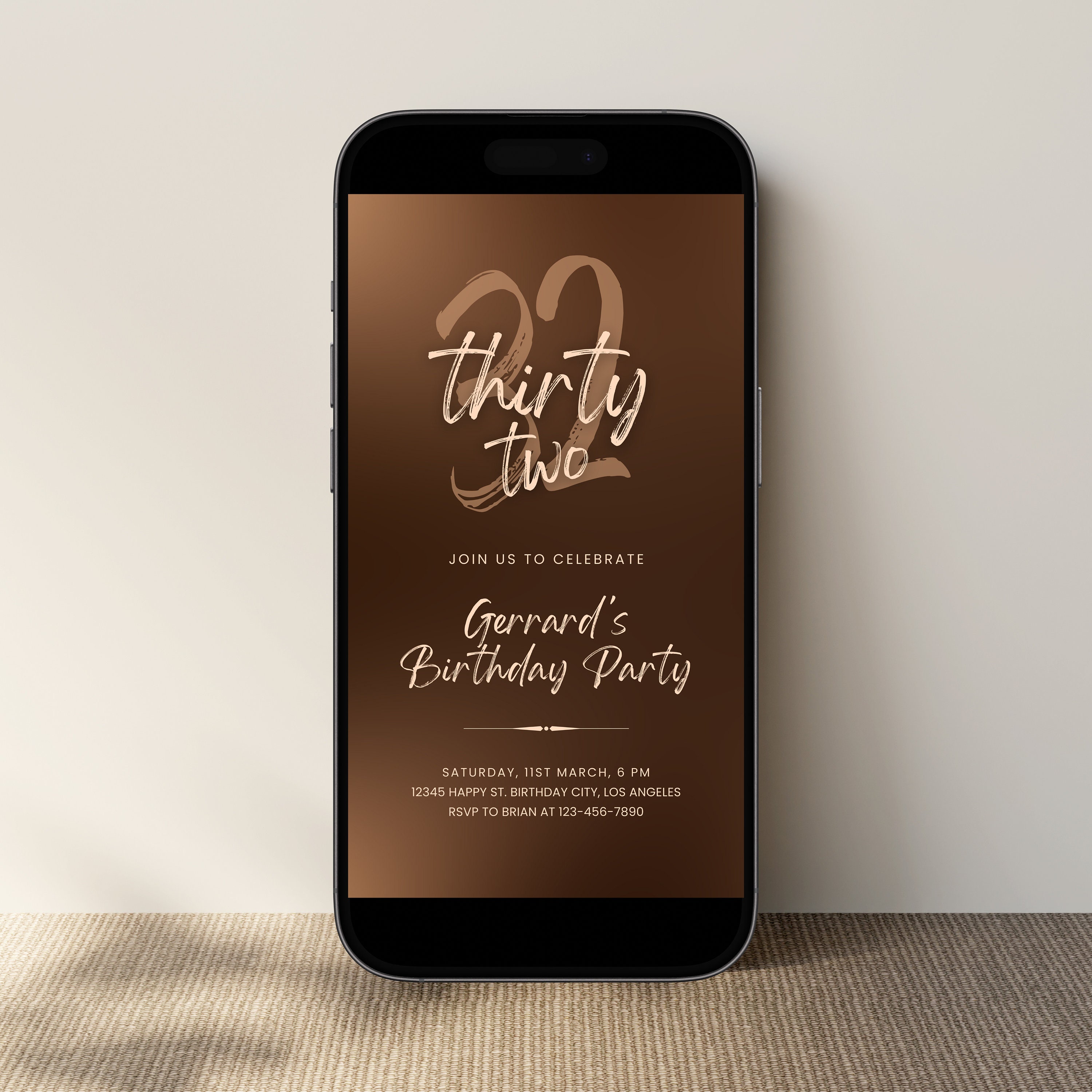 Editable Shades of Brown Birthday Invitation, Printable All Brown ...