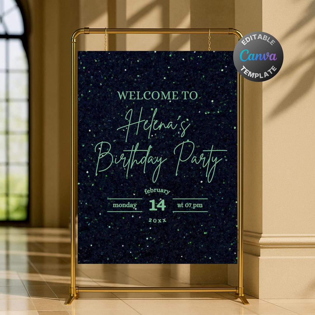 Editable Blue and Green Welcome Sign for Women, Feminine Emerald ...