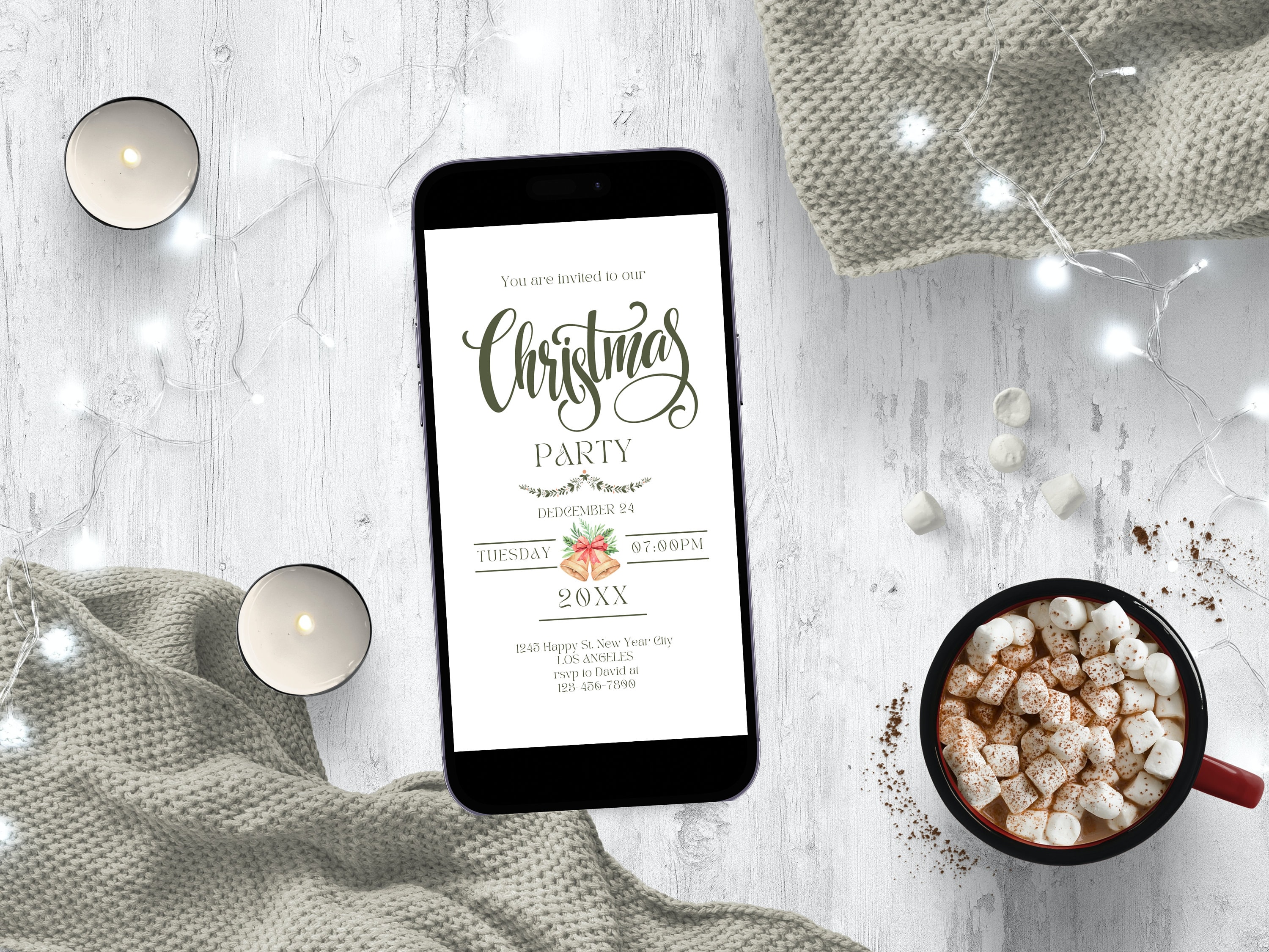 Editable Christmas Party Invitation, Printable Green Jingle and Mingle ...