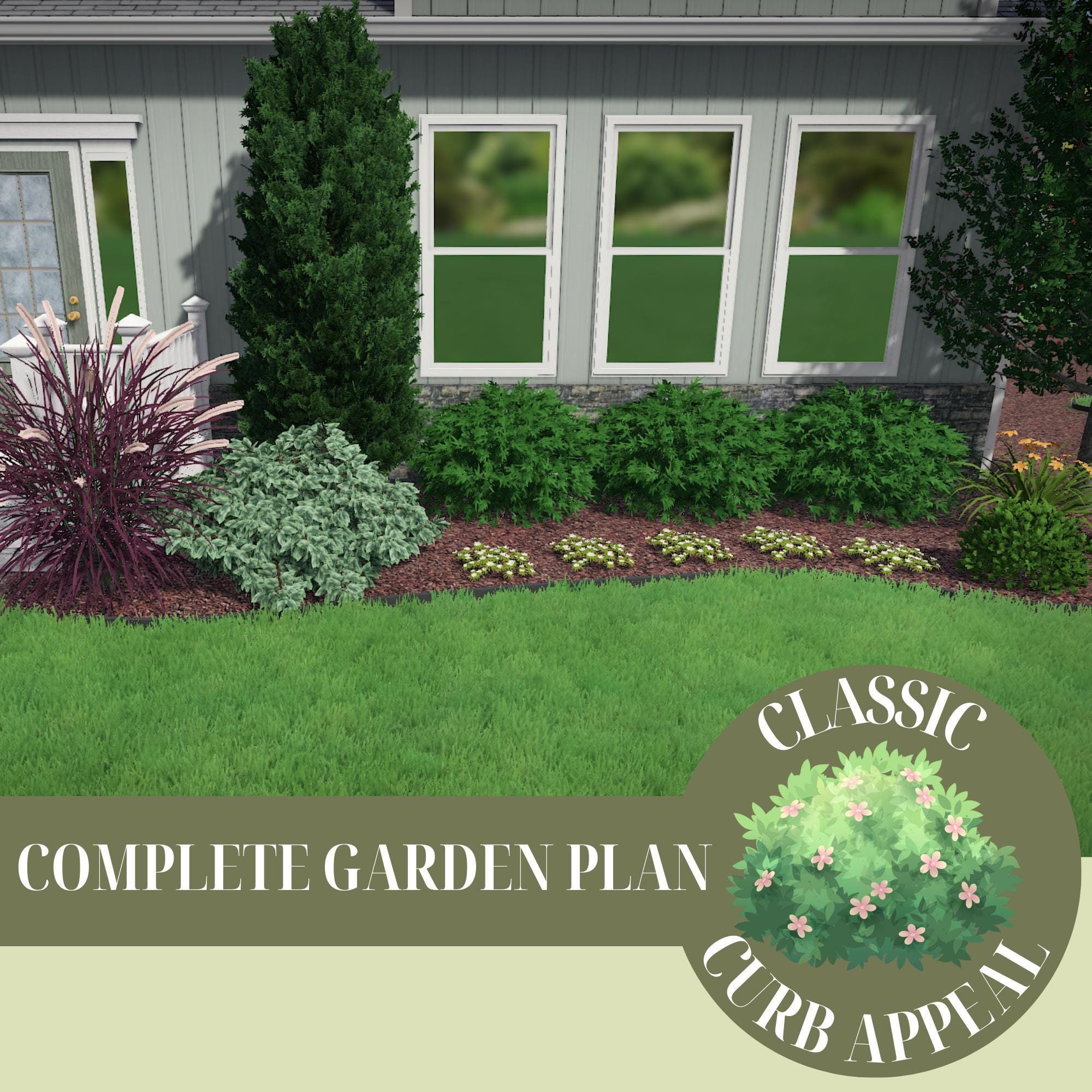 Classic Curb Appeal Garden Plan: Low-maintenance Evergreens (zones 5-9 ...