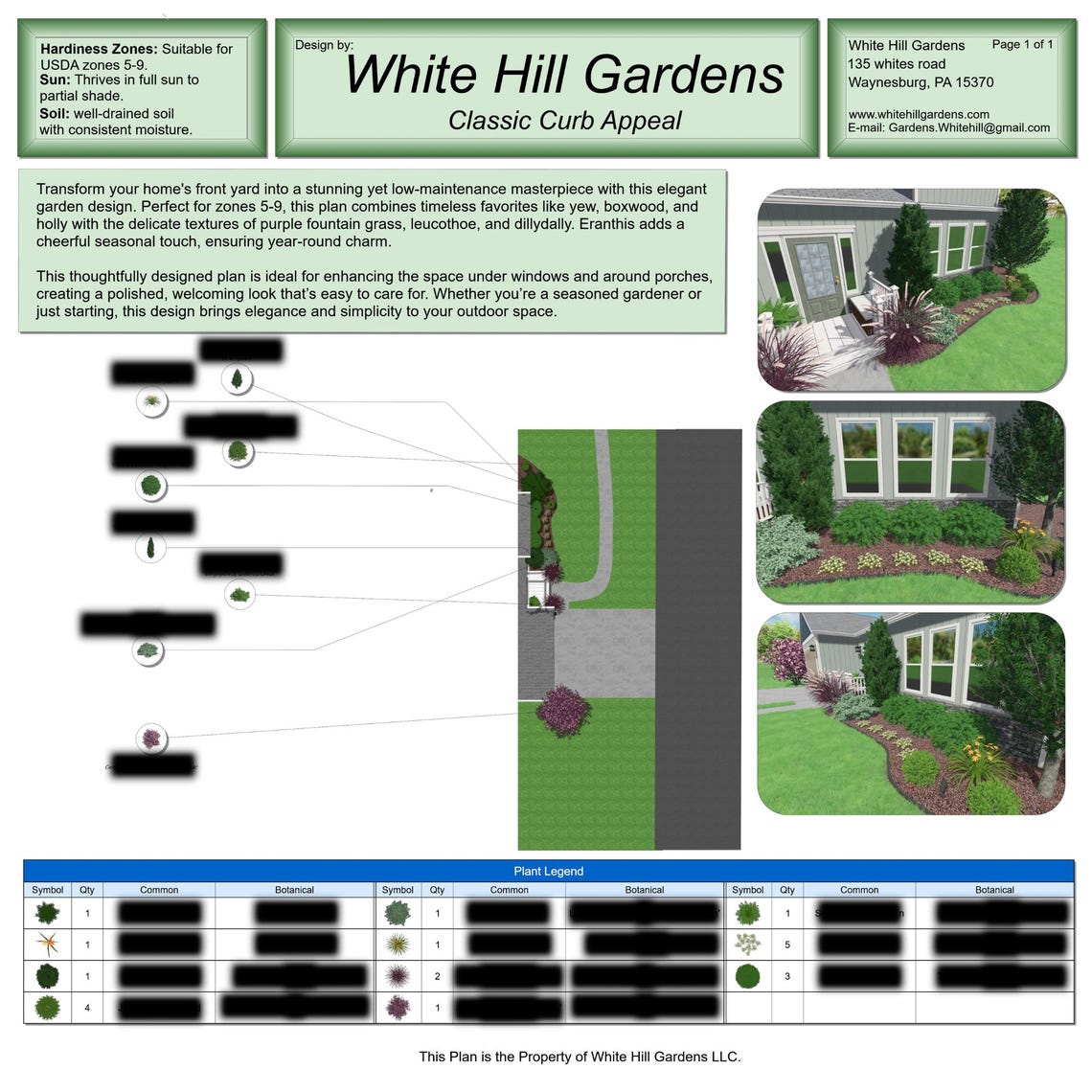 Classic Curb Appeal Garden Plan: Low-maintenance Evergreens (zones 5-9 ...