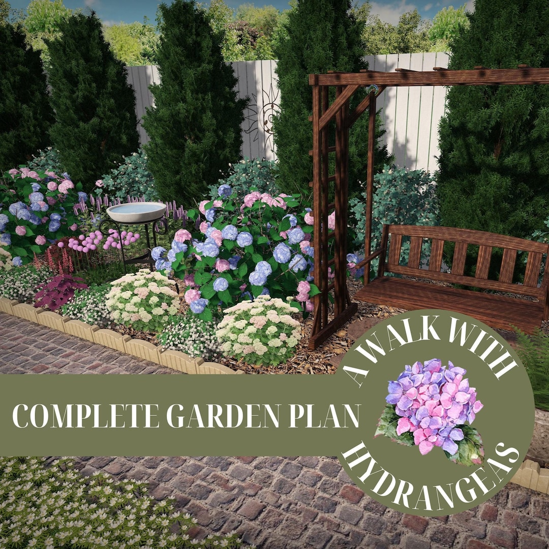 Hydrangea Garden Planting Plan: Zones 5-9, Easy-to-follow Layout ...