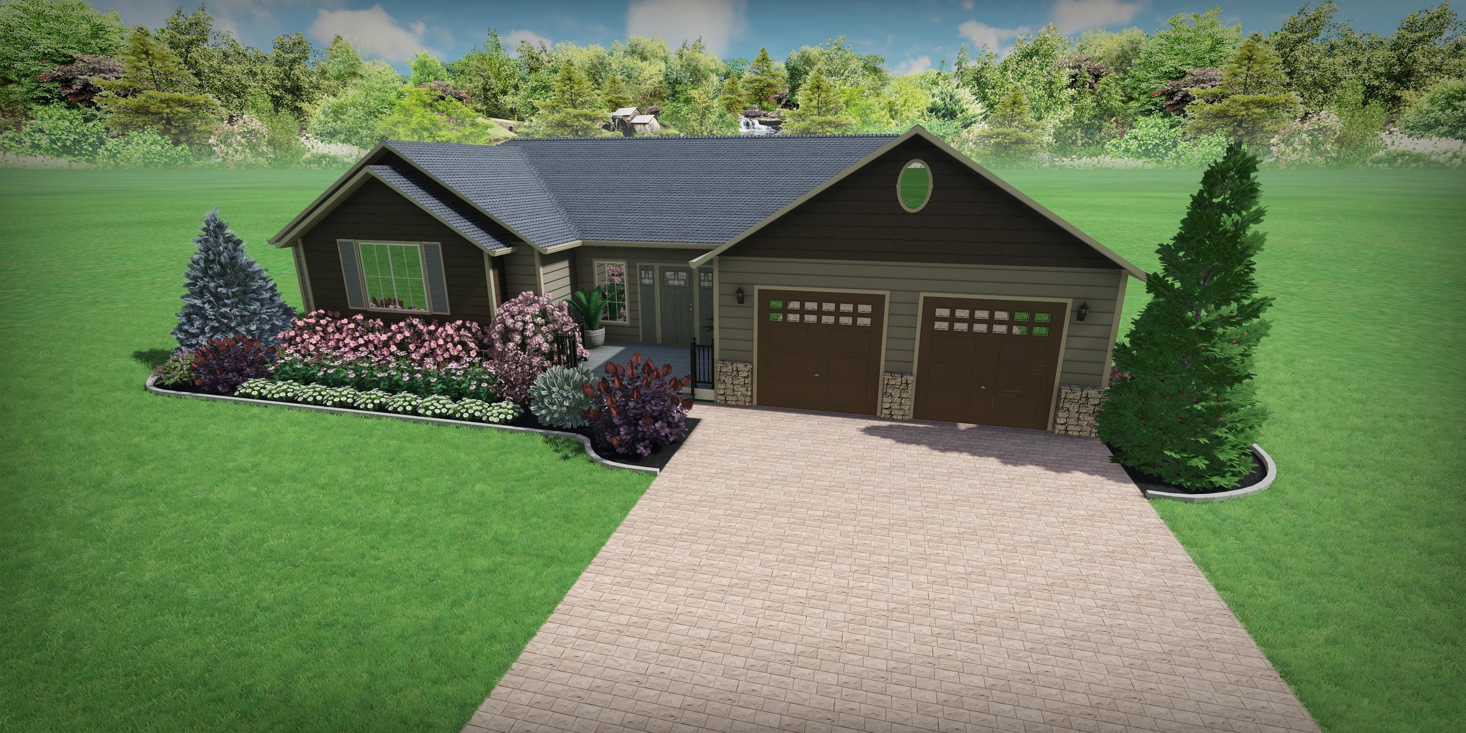 Evergreen Landscape Design Plan: Blue Ridge Garden, Low Maintenance ...