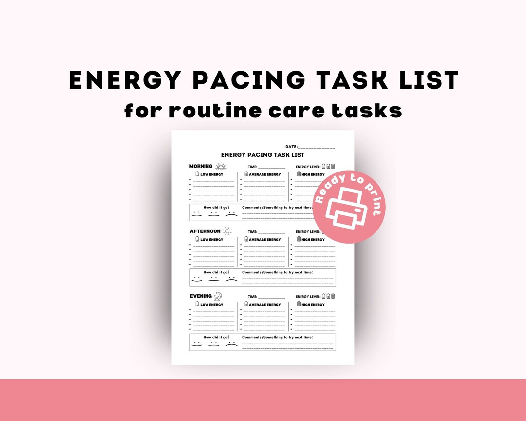 Energy Pacing Task List, Printable Routine Planner for Varying Energy ...