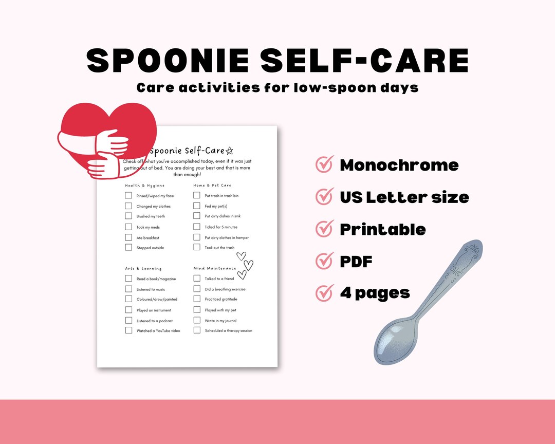 Spoonie Self-care List, Printable Low-spoon Care Task Checklist ...