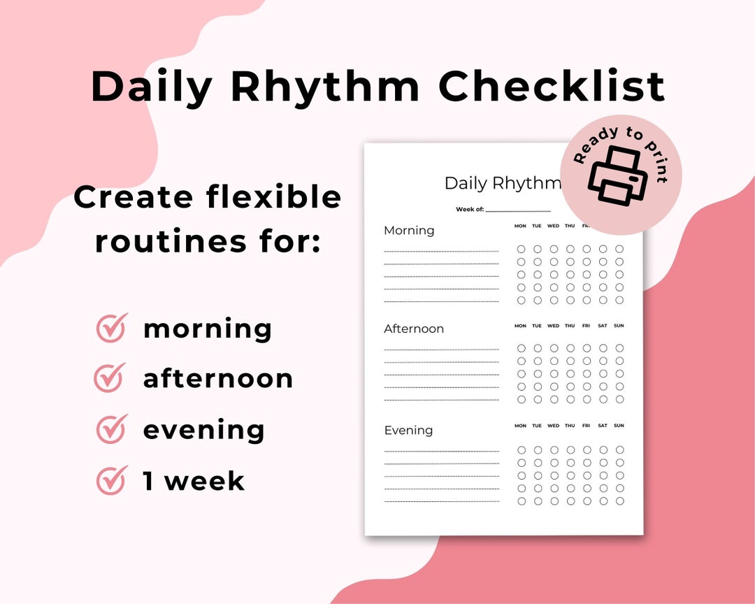 Daily Rhythm Checklist, Flexible One-week Routine Schedule for ADHD ...