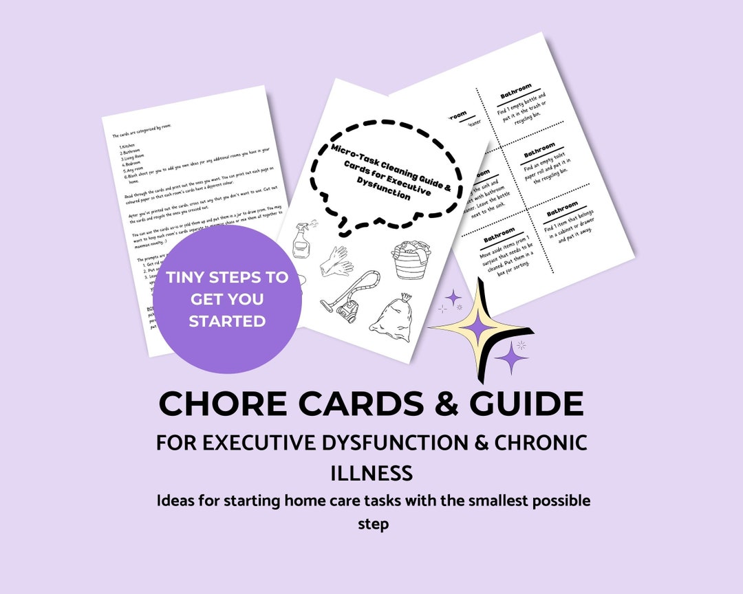 Printable Chore Cards for Executive Dysfunction, ADHD Cleaning Guide - Etsy