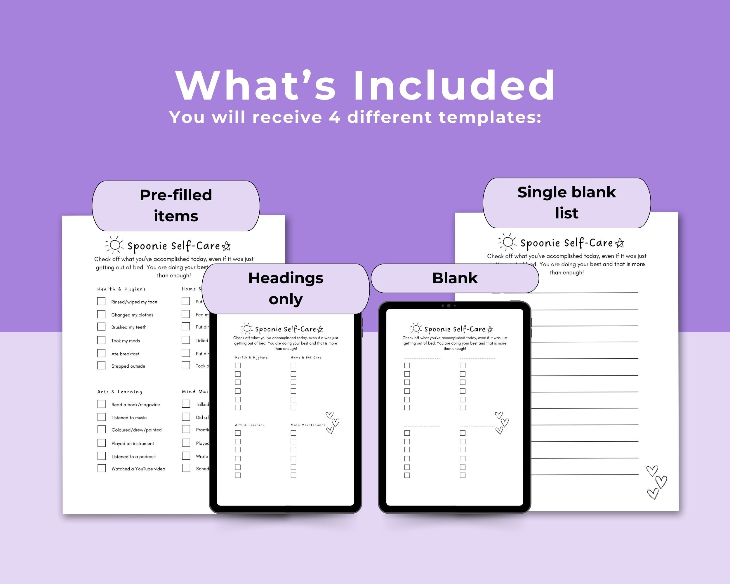 Spoonie Self-care To-do List, Printable Low-spoon Day Checklist for ...