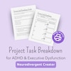 Task Breakdown Sheet for ADHD • Printable PDF • A4 Productivity ...