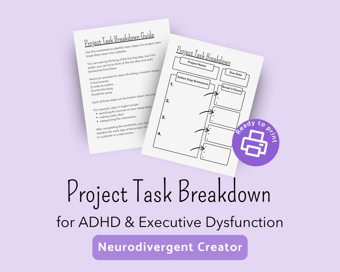 Project Task Breakdown for ADHD and Executive Dysfunction: Guide and ...