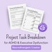 Task Breakdown Sheet for ADHD • Printable PDF • A4 Productivity ...