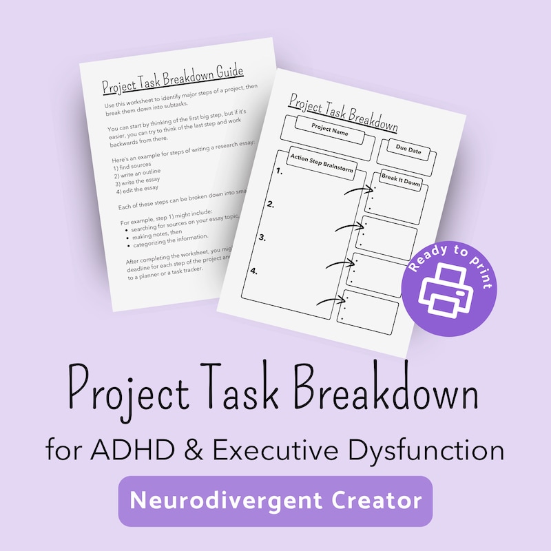 Adhd Task Breakdown Template - Etsy UK