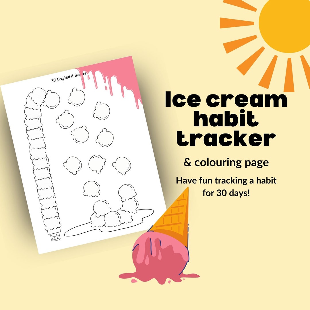 30-day Summer Habit Tracker, Printable Ice Cream Scoop Coloring Page - Etsy