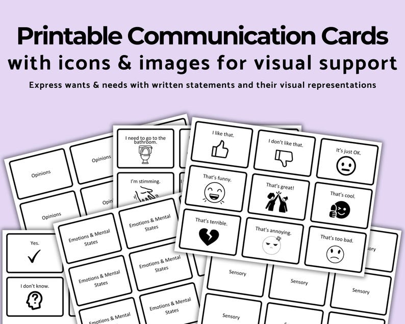 Autism Communication Cards: 63-card Set for Needs & Social Skills (PDF ...