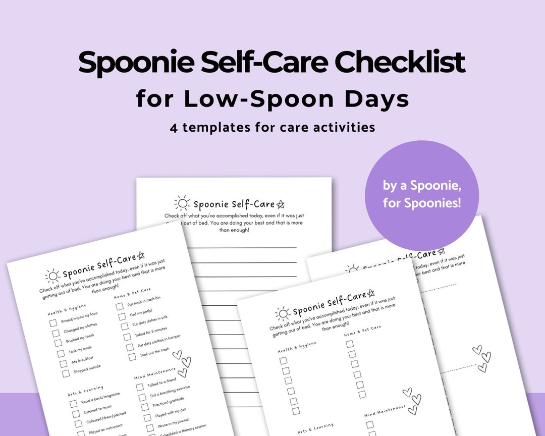 Spoonie Self-care To-do List, Printable Low-spoon Day Checklist for ...