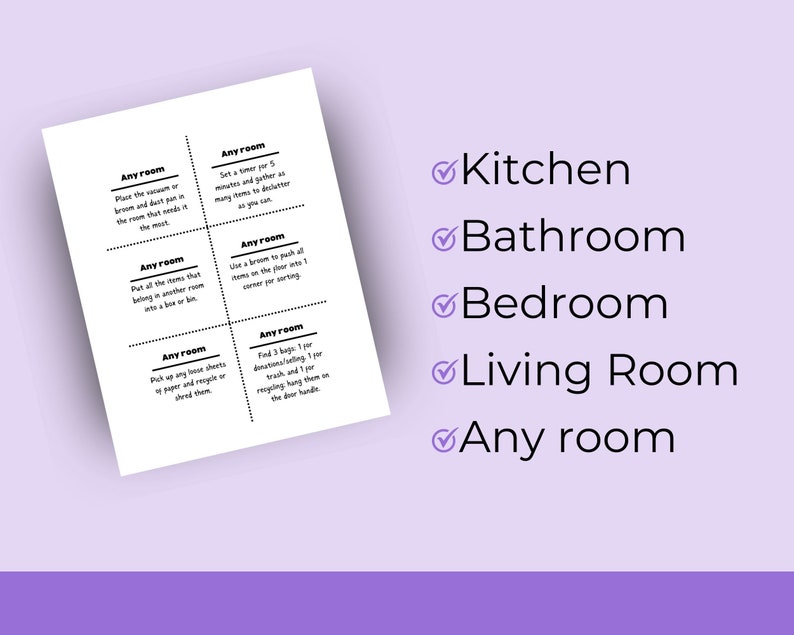 Printable Chore Cards for Executive Dysfunction, ADHD Cleaning Guide - Etsy