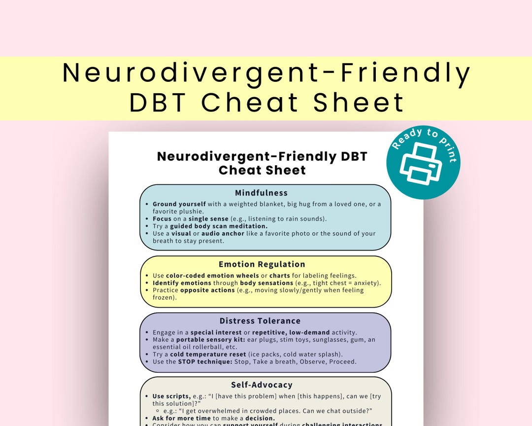Neurodivergent-friendly DBT Cheat Sheet, Printable Dialectical Behavior ...