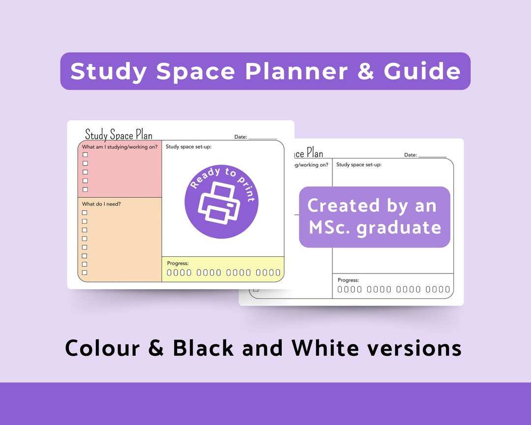 Study Space Planning Worksheet, Executive Function Support for Teens ...