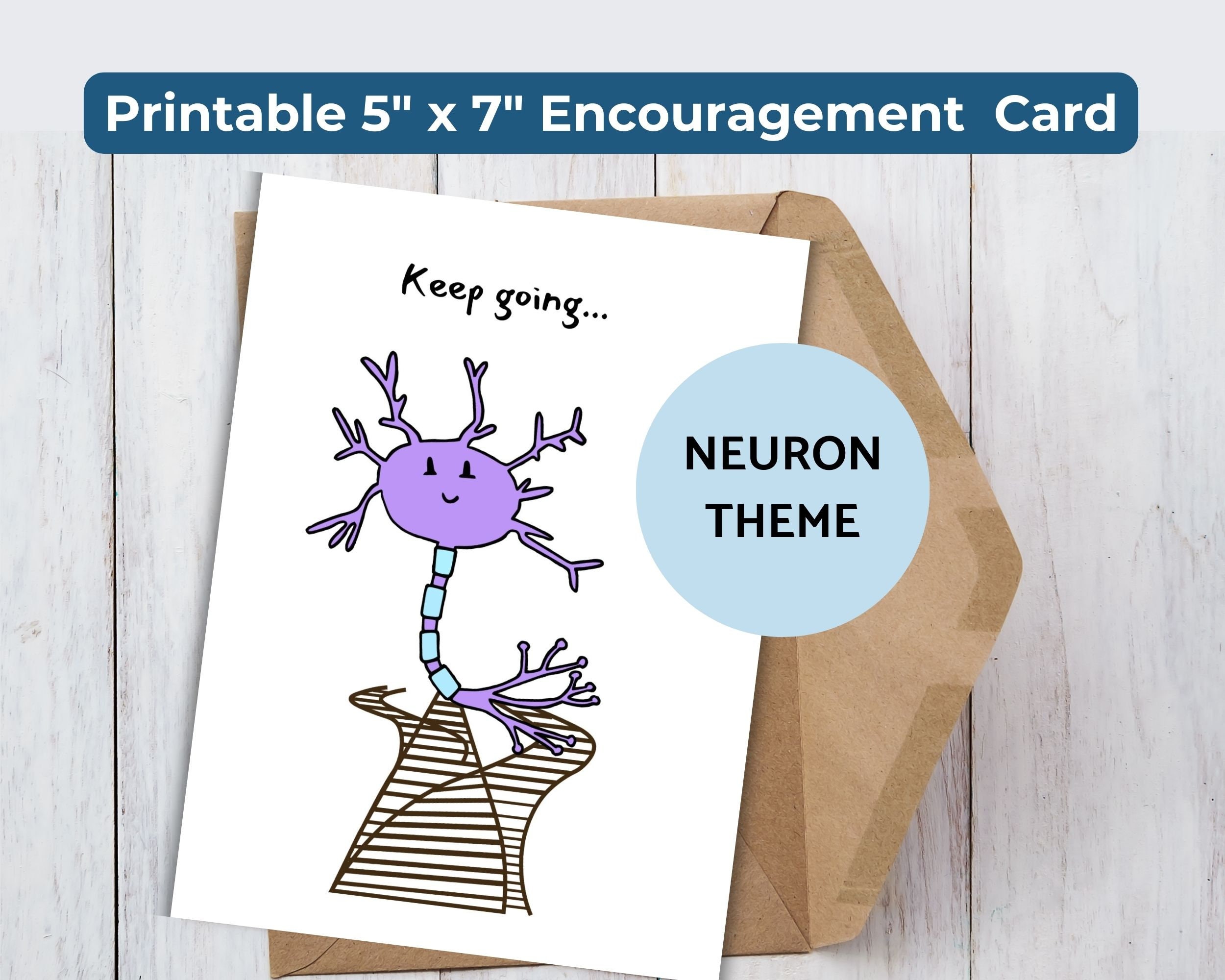 Funny Neuron Encouragement Card: Psychology Student Gift (printable PDF ...
