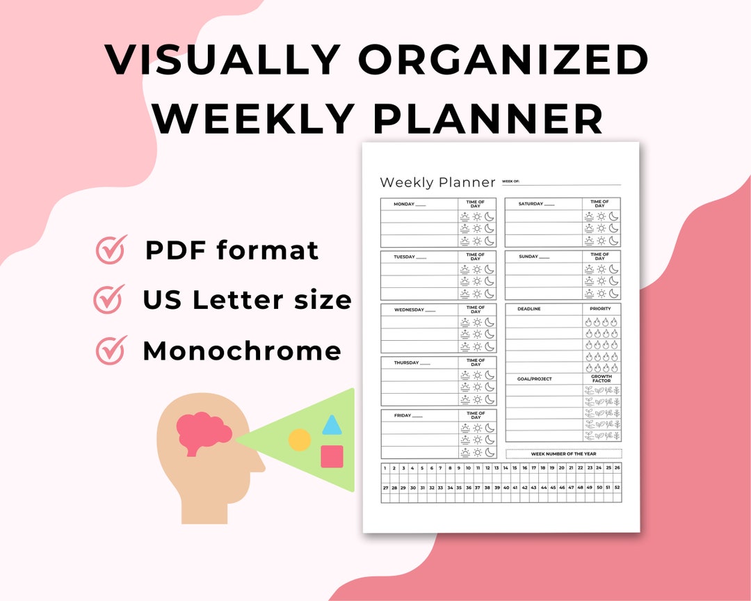 Visually Organized Weekly Planner: Visuals for Time of Day & Year and ...