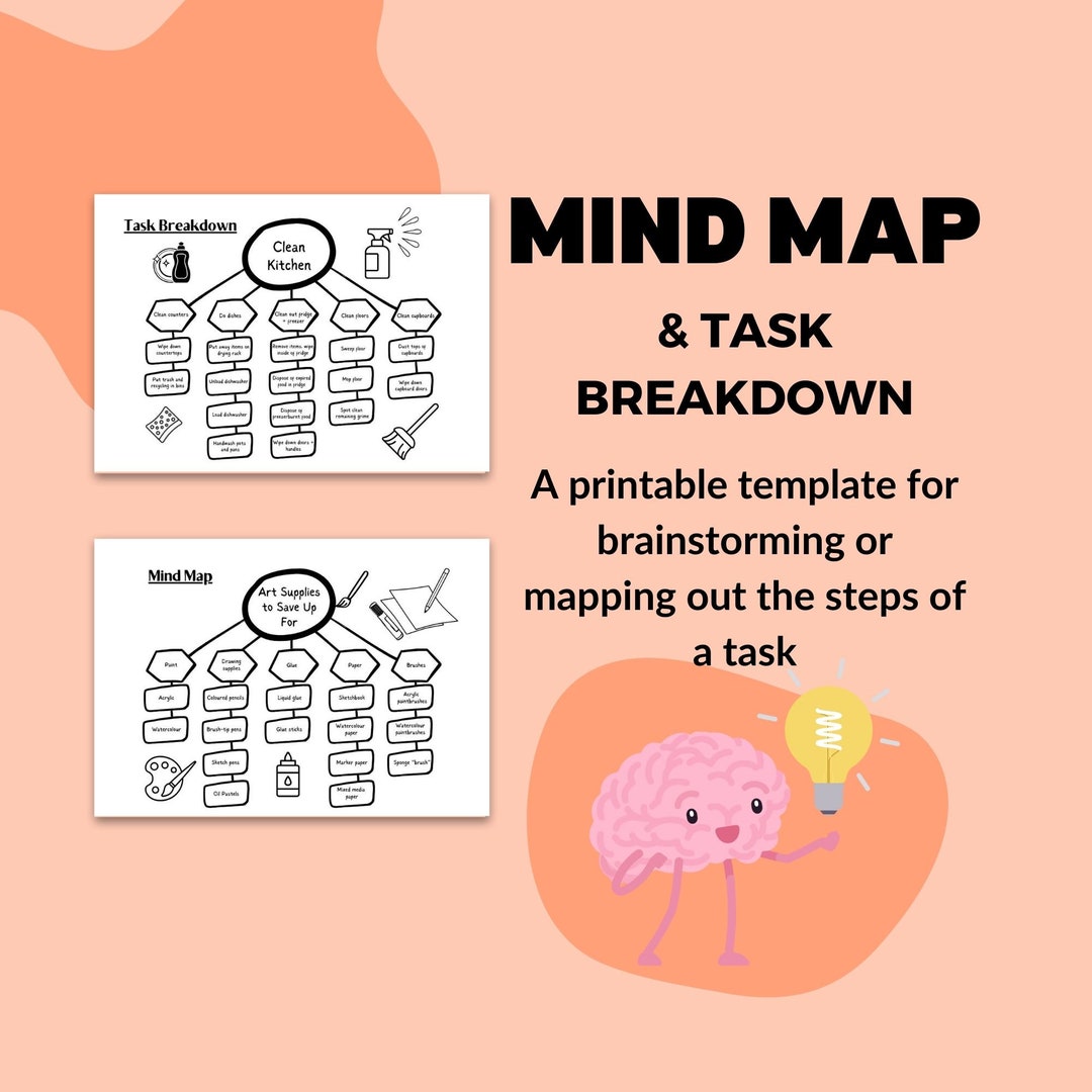 Mind Map Worksheet for Elementary and Middle School Students, Printable ...