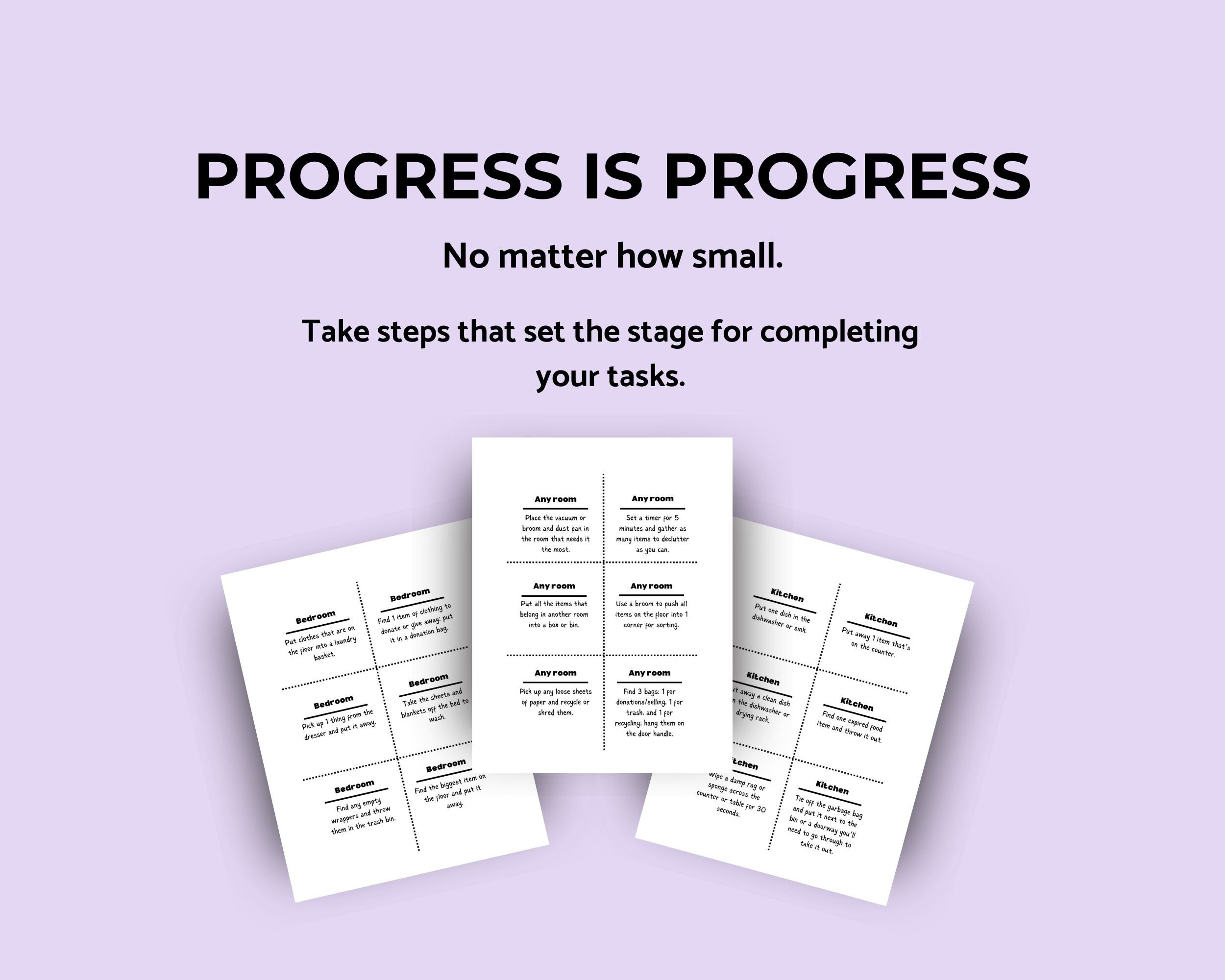 Printable Chore Cards for Executive Dysfunction, ADHD Cleaning Guide - Etsy