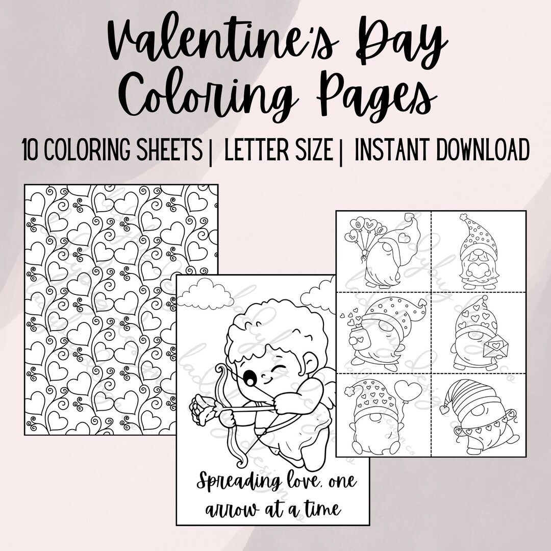 Valentine’s Day Coloring Pages - Printable Love-themed Activity Set for ...