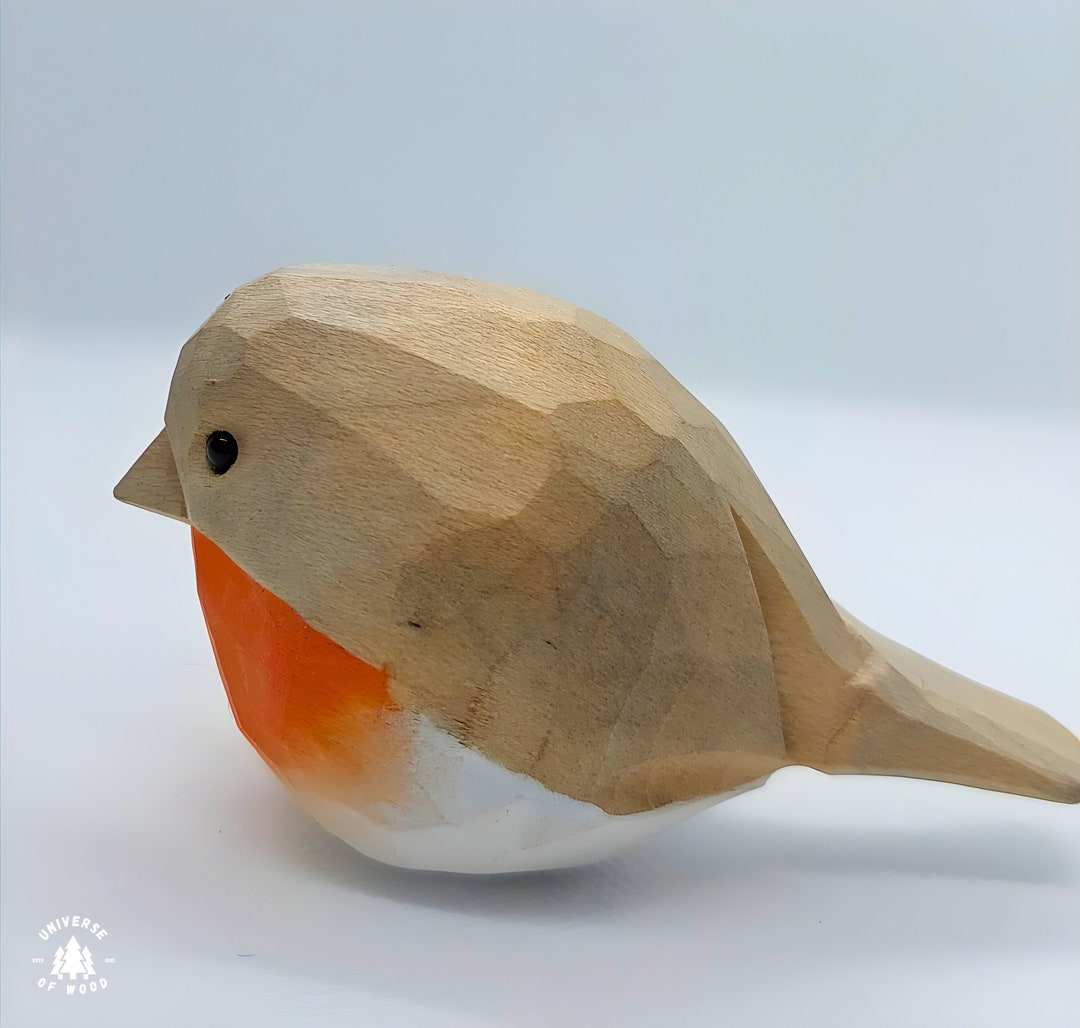 Cute Handmade Wooden Robin Sculpture Wooden Bird Figurine - Etsy