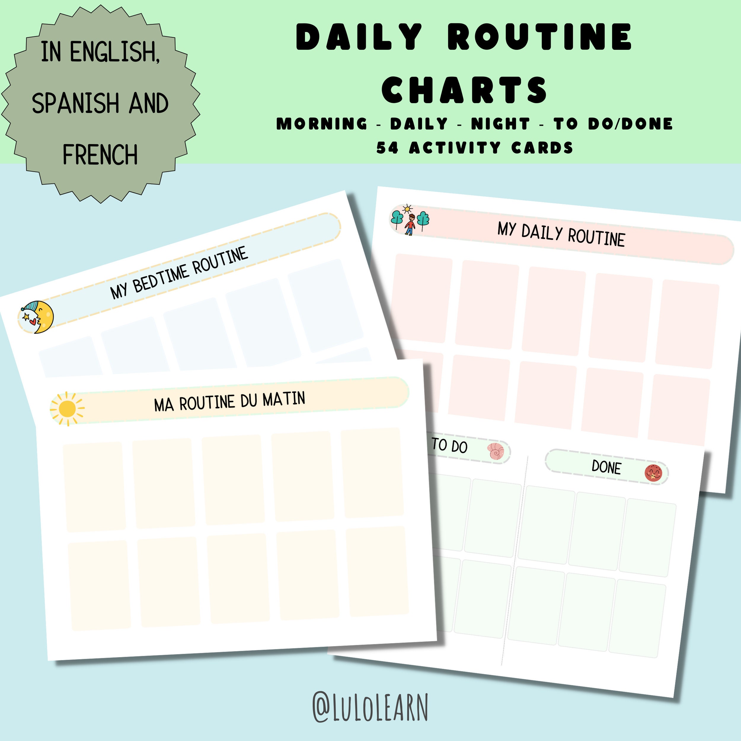 Bundle Kids Daily Routine Charts,routine Flip Chart,interactive Chore ...