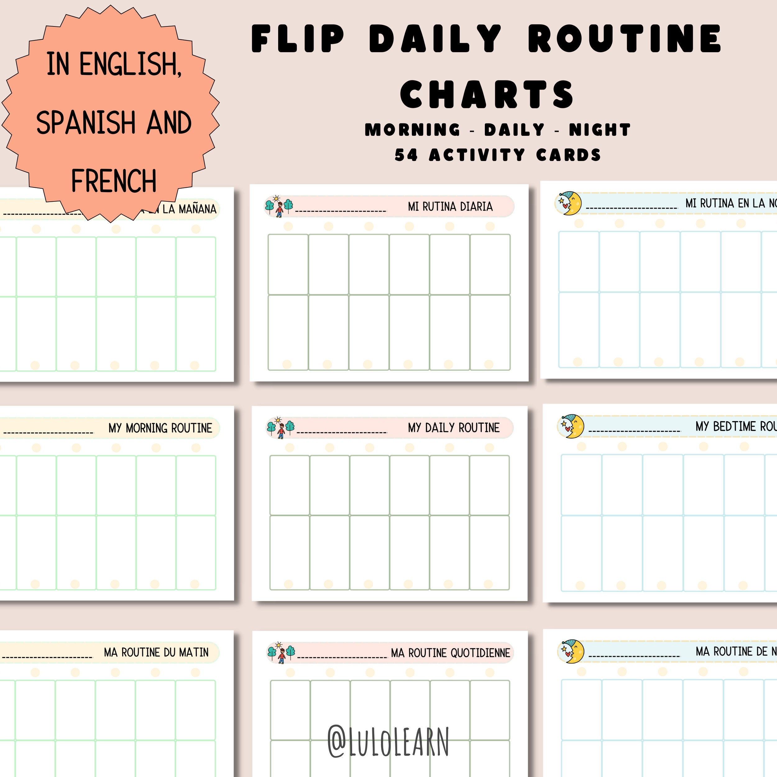 Kids Flip Daily Routine Charts,daily Routine Activities,children ...