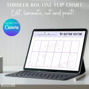 Toddler Bedtime Routine Chart Editable and Printable With Unicorns and ...
