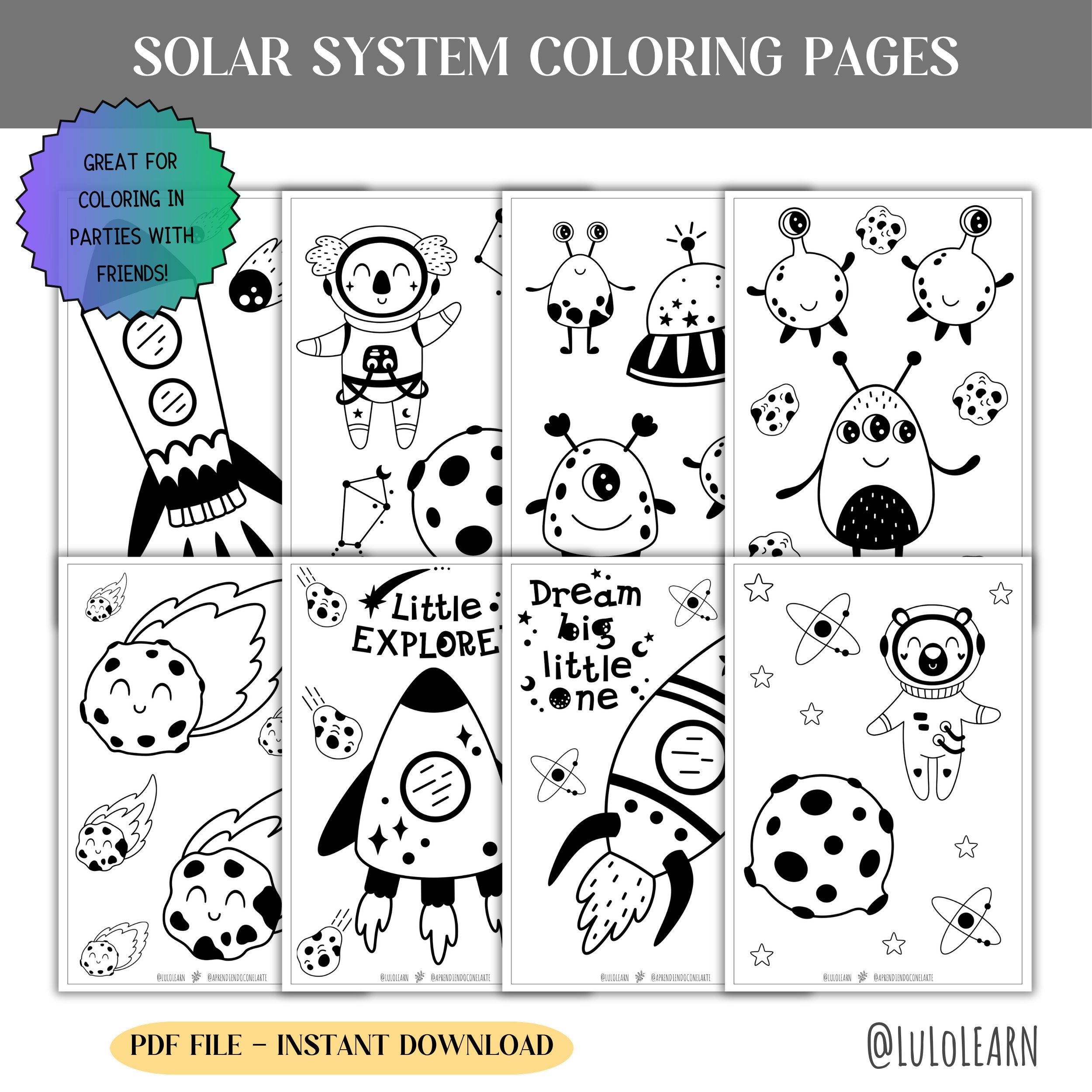 Solar System Coloring Pages Space Coloring Pages Planets, Stars, Moons ...