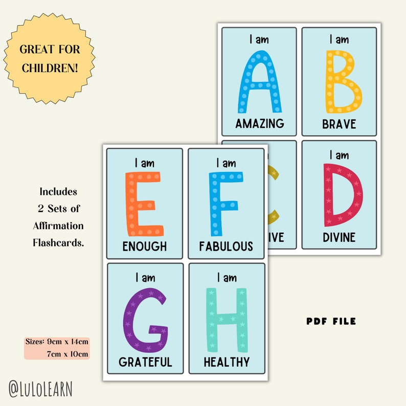Affirmation Alphabet Flashcards - Affirmation Cards for Learning ABC ...