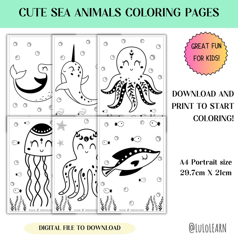 Cute Sea Animals Coloring Pages | Sea Animals Coloring Pages | Fun at ...
