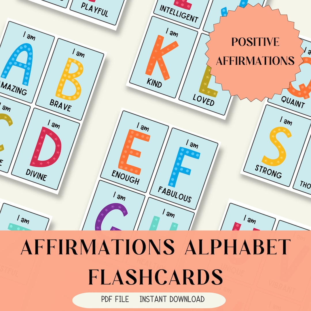 Affirmation Alphabet Flashcards, Affirmation Cards, Learning ABC ...