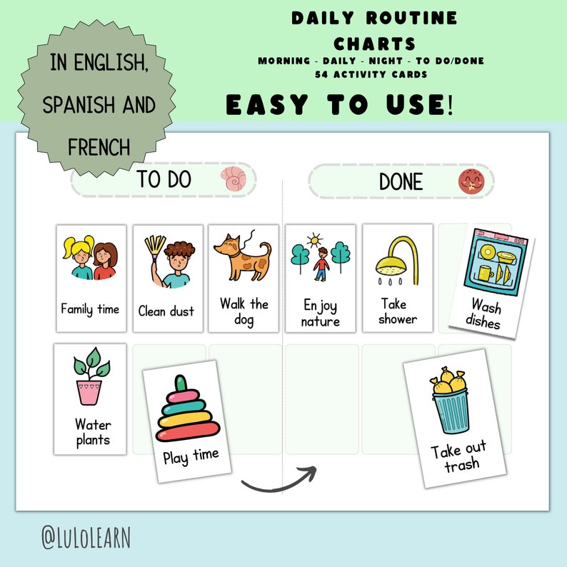 Bundle Kids Daily Routine Charts,routine Flip Chart,interactive Chore ...