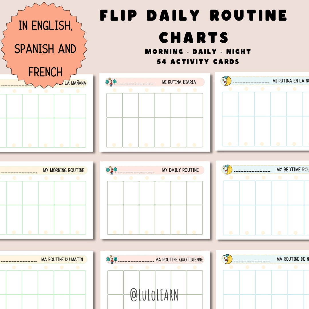 Bundle Kids Daily Routine Charts,routine Flip Chart,interactive Chore ...