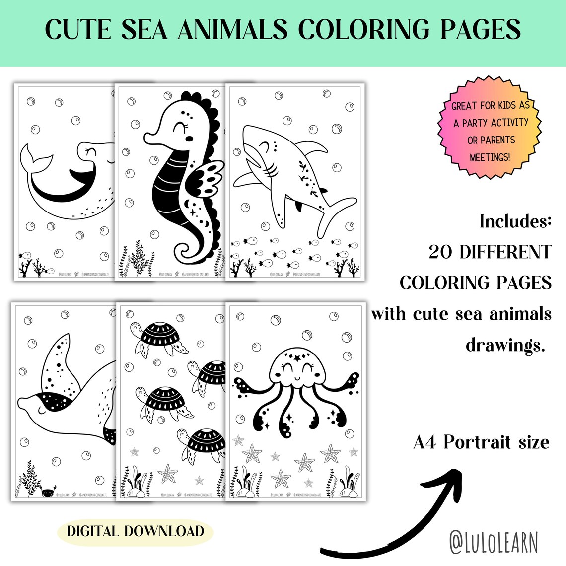 Cute Sea Animals Coloring Pages Sea Animals Coloring Pages Fun at Home ...
