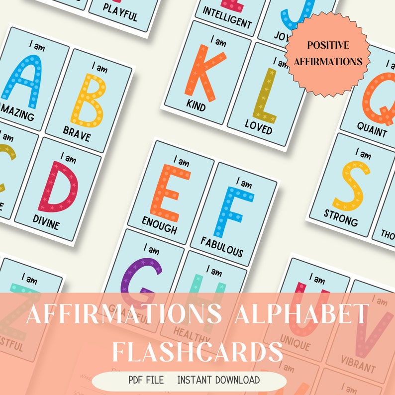 Affirmation Alphabet Flashcards - Affirmation Cards for Learning ABC ...
